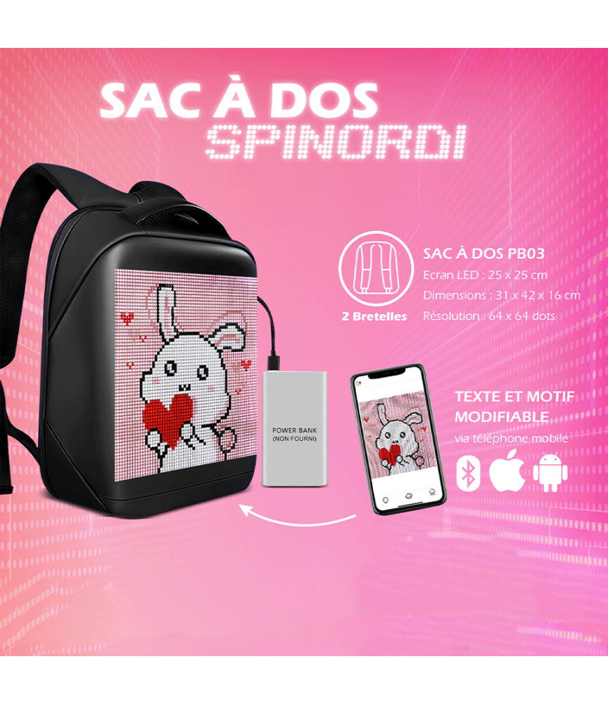 SPINORDI sac à dos à Led personnalisable - SpinBalence
